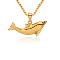 14K Solid Yellow Gold Sea Dolphin Necklace Ocean Fish Pendant Summer ...