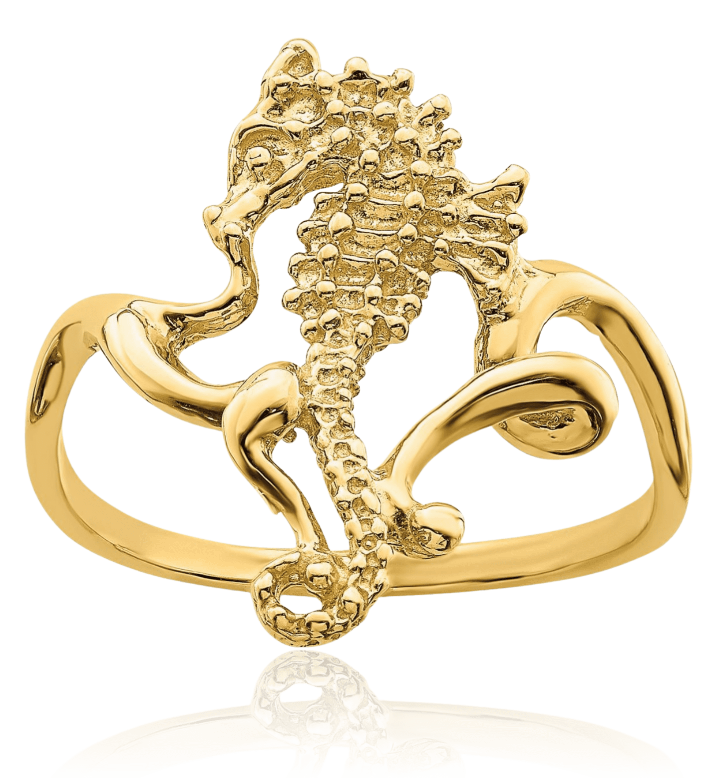 14K Solid Yellow Gold Seahorse Ring - Walmart.com