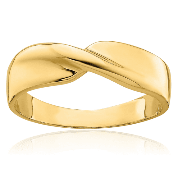 14K Solid Yellow Gold Single Twisted Statement Woven Crisscross Band ...