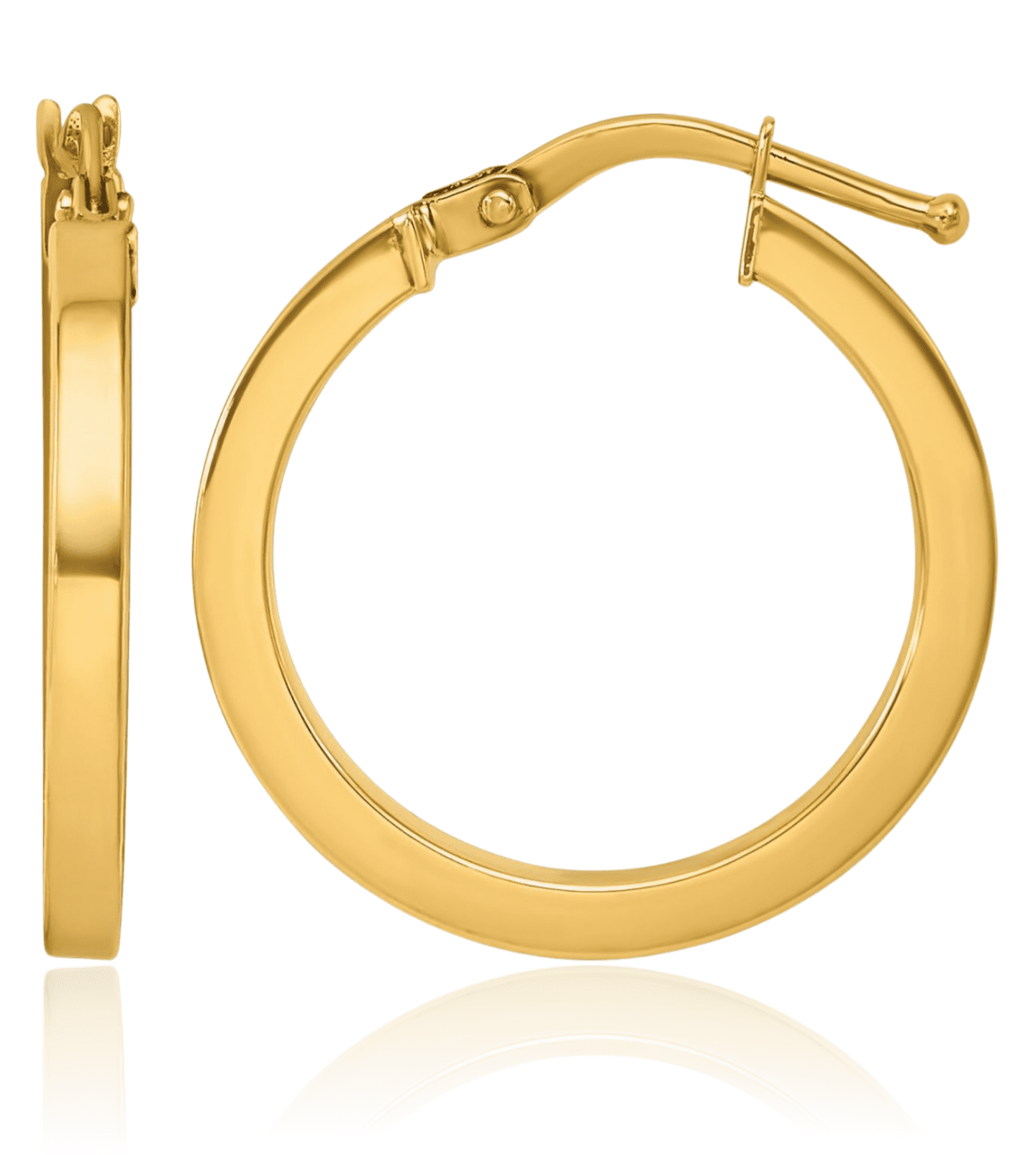 14K Solid Yellow Gold Square Tube Round Medium Hoop Earrings - Walmart.com
