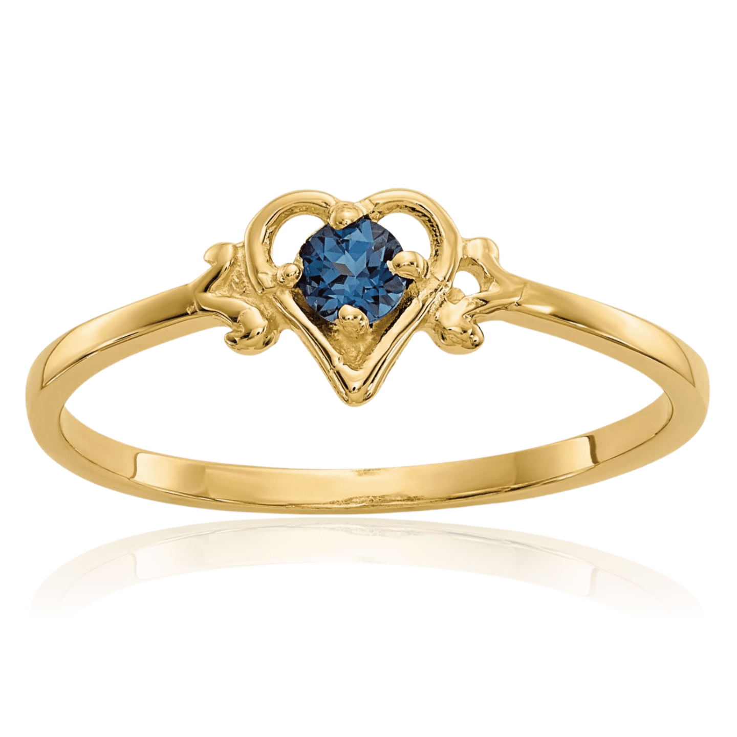 14K Solid Yellow Gold Synthetic Alexandrite Heart Ring Love Band June ...