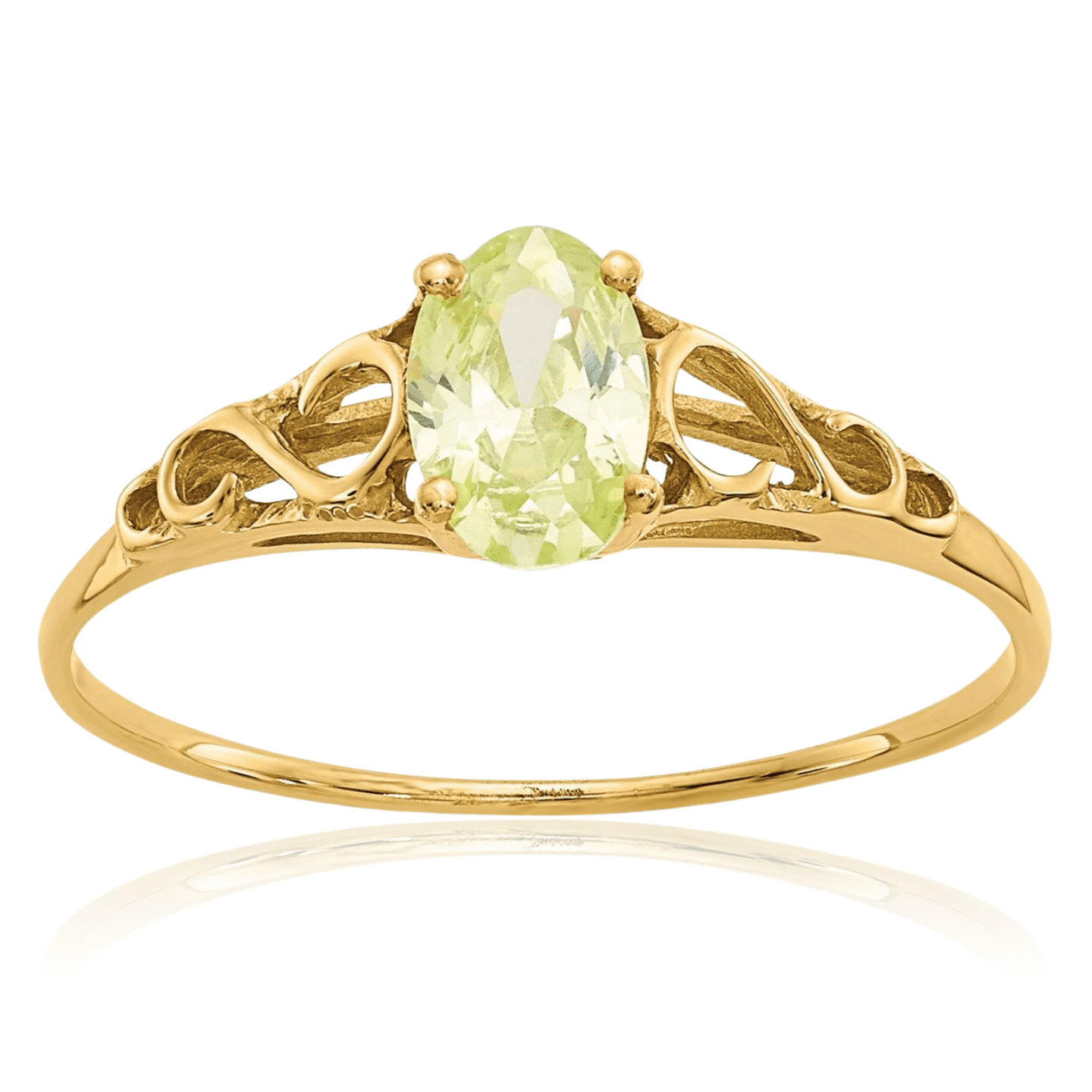 14K Solid Yellow Gold Synthetic Green Peridot Solitaire Ring - Walmart.com