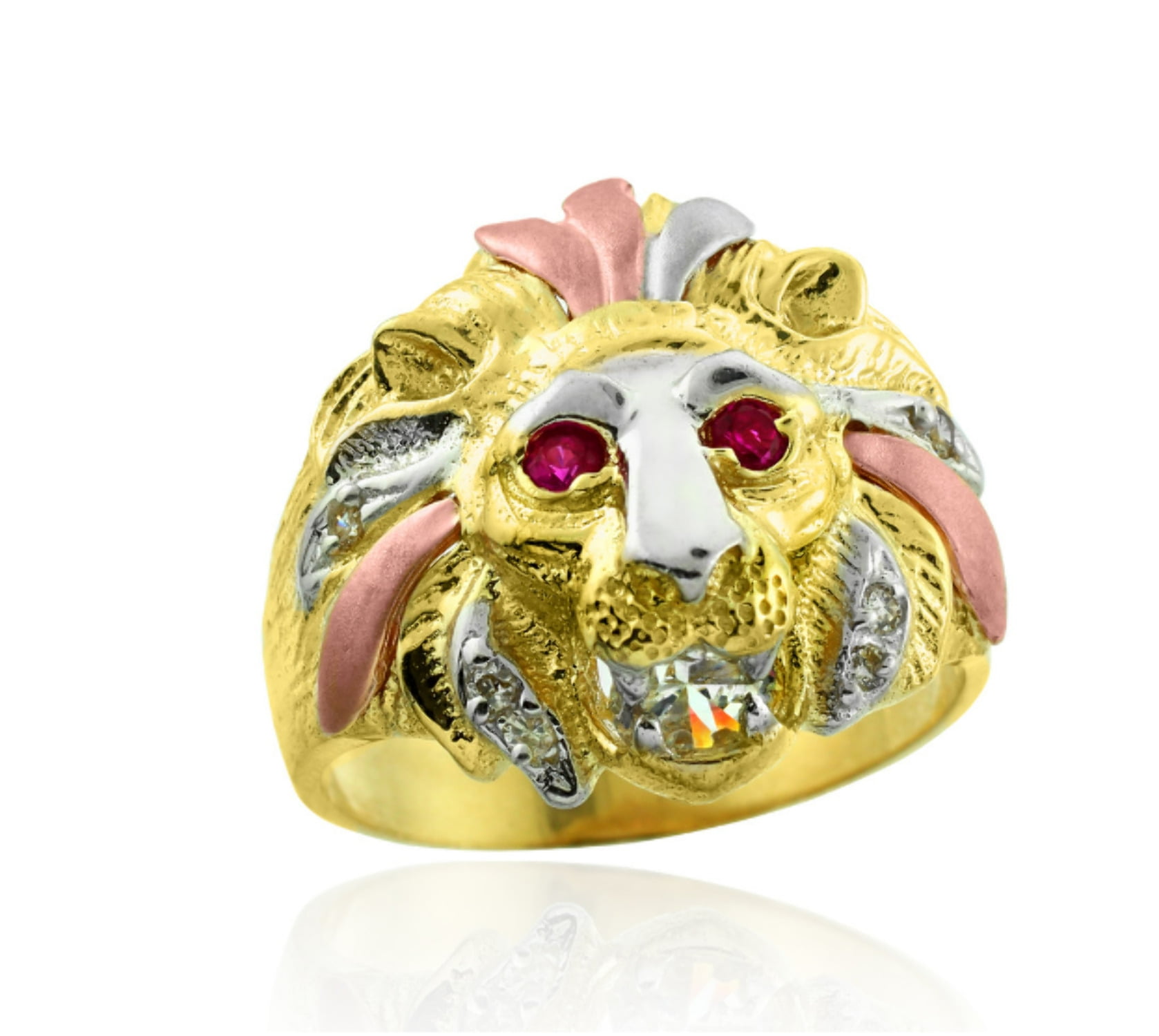 14K Tri Color Solid Gold Indian Chief Head Ring #10 for Mens / Multi ...