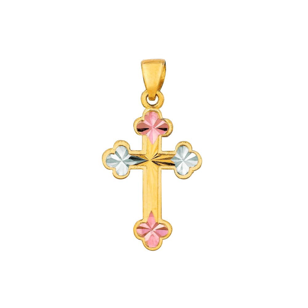 14K Tri-color Gold Cross - Walmart.com