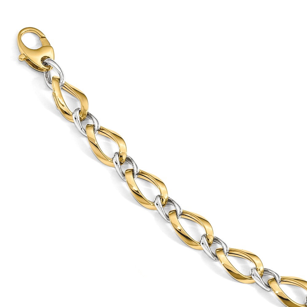 14K Two-Tone Gold bracelet Fancy 7.75 in 9.25 mm Polished Link ...