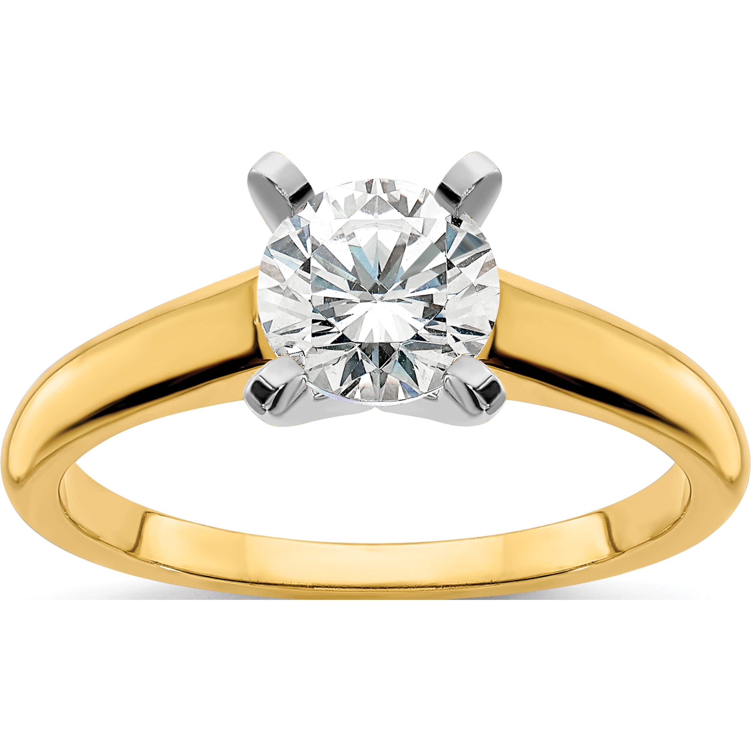 14K Two-Tone Lab Grown Diamond Solitaire Si+, H+, Comp Eng Ring (Size ...