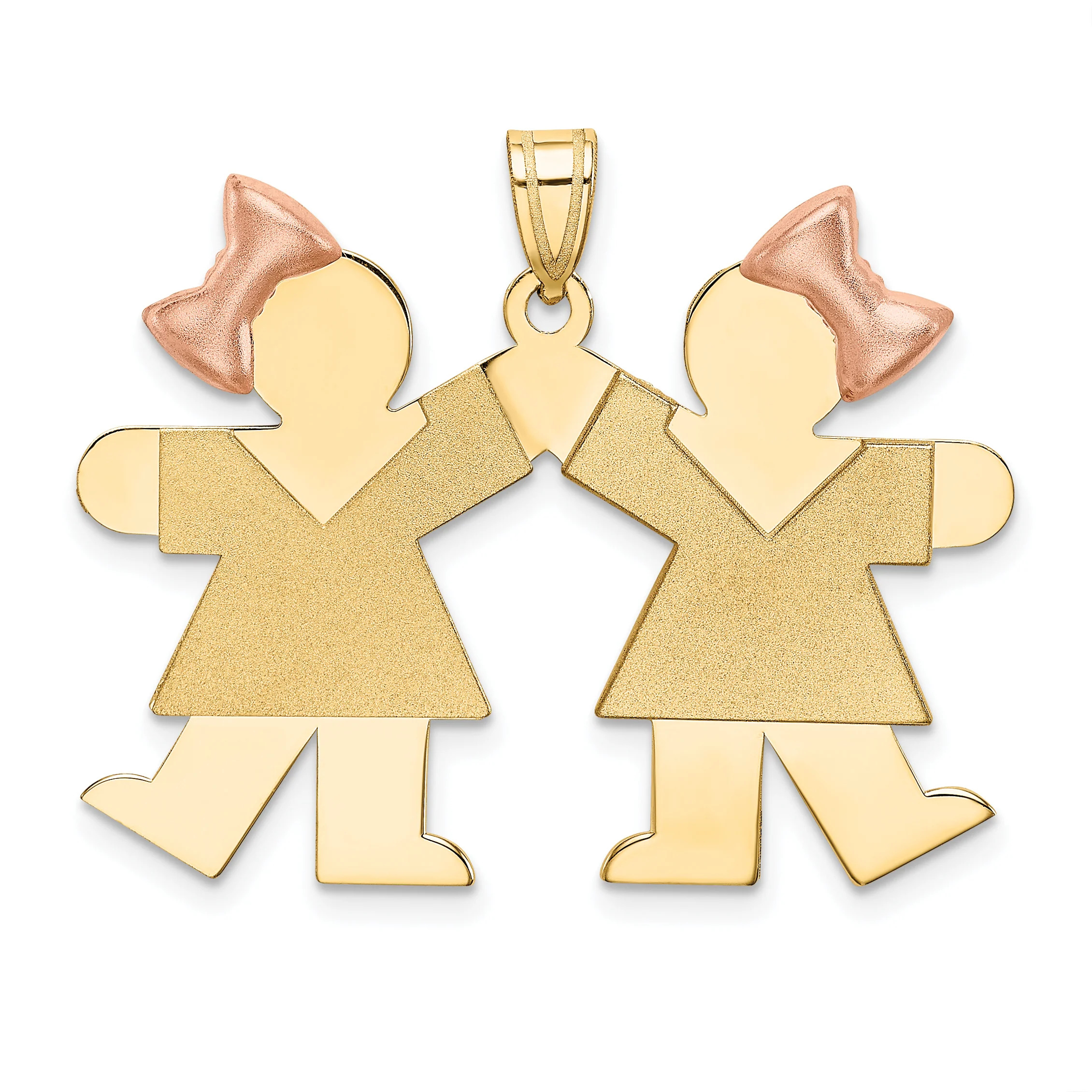 14K Two-tone Double Girl Kids Pink Bow Charm - Walmart.com