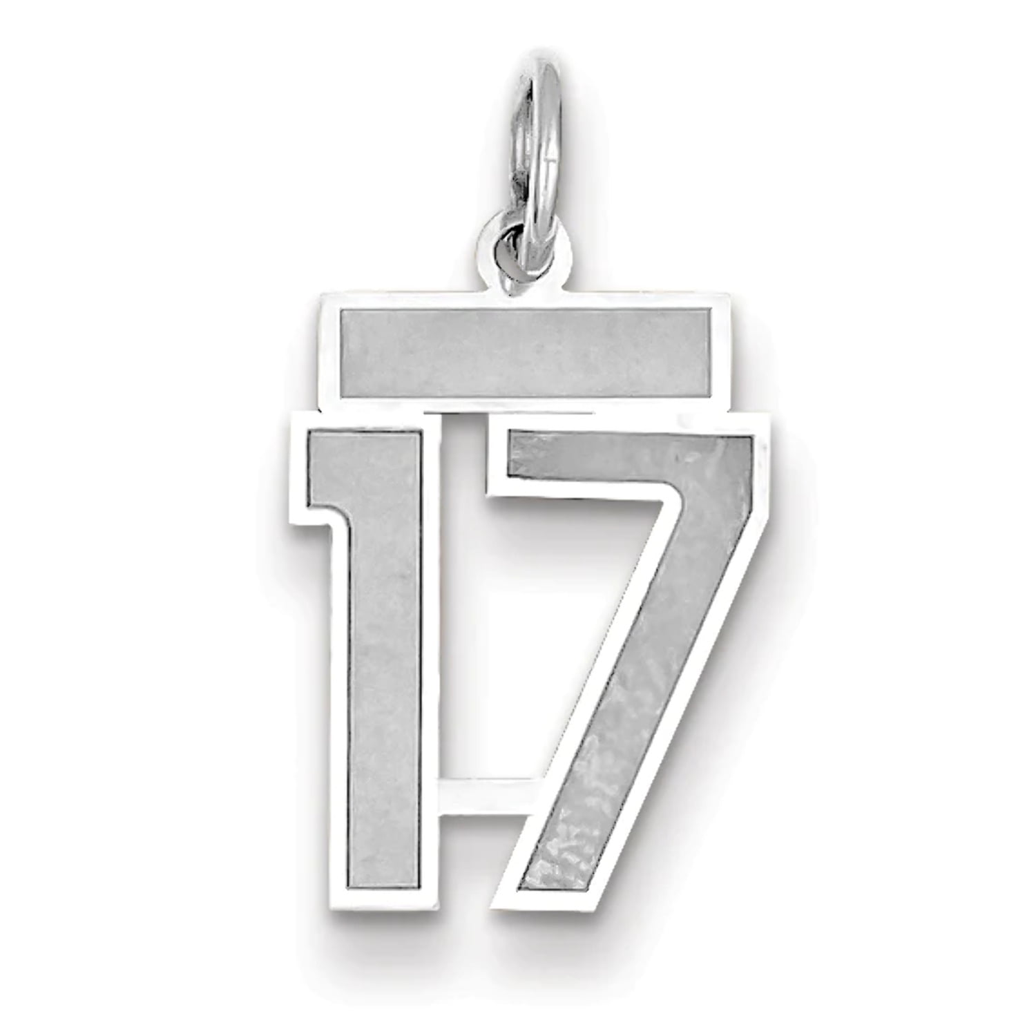 14K WG Small Satin Number 17 Charm - Walmart.com