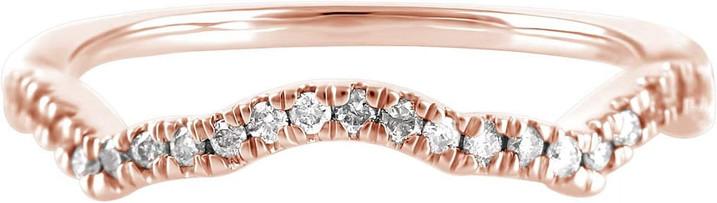 14K White Gold 0.16 Cttw Diamond Curved Ring for Women (0.16 Cttw, I-J ...