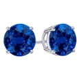 14K White Gold 1.5 Carat Natural Sapphire Stud Earrings 4 Prong Push ...