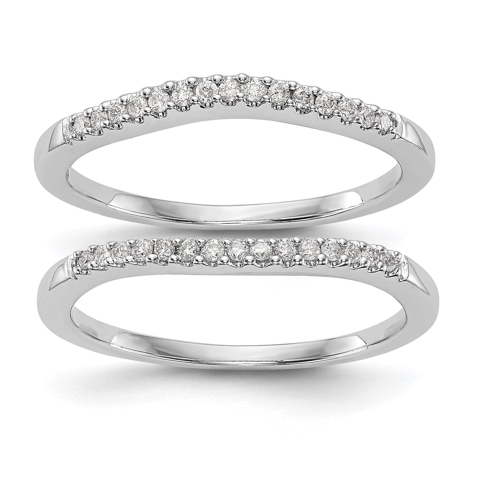 14K White Gold 1/5 carat Diamond Set of 2 Contoured Complete Wedding ...