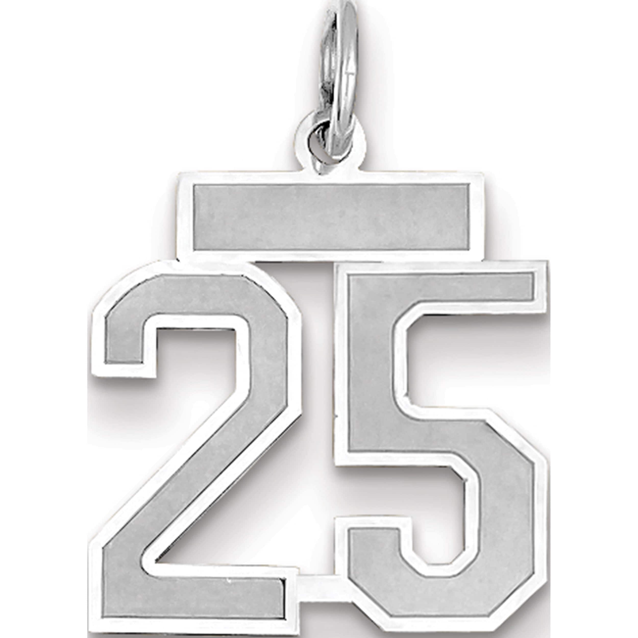 14K White Gold 14Kw Small Satin Number 25 Charm Made In United States ...