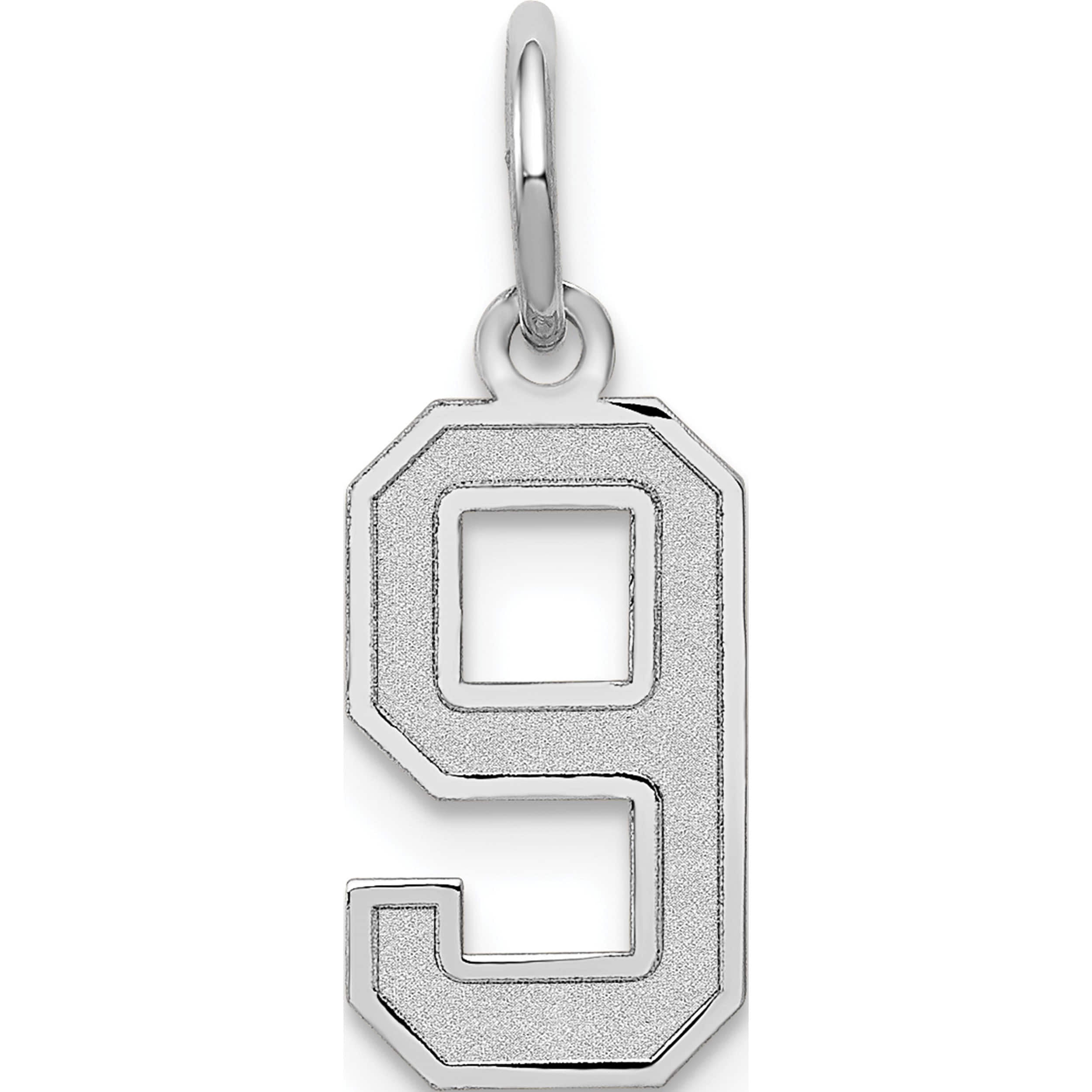 14K White Gold 14Kw Small Satin Number 9 Charm (14.32 X 7.11) Made In ...