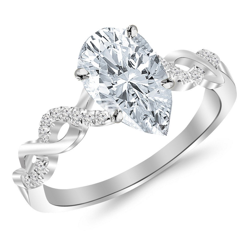 14K White Gold 2.13 Carat LAB GROWN Diamond Twisting Infinity Gold and ...