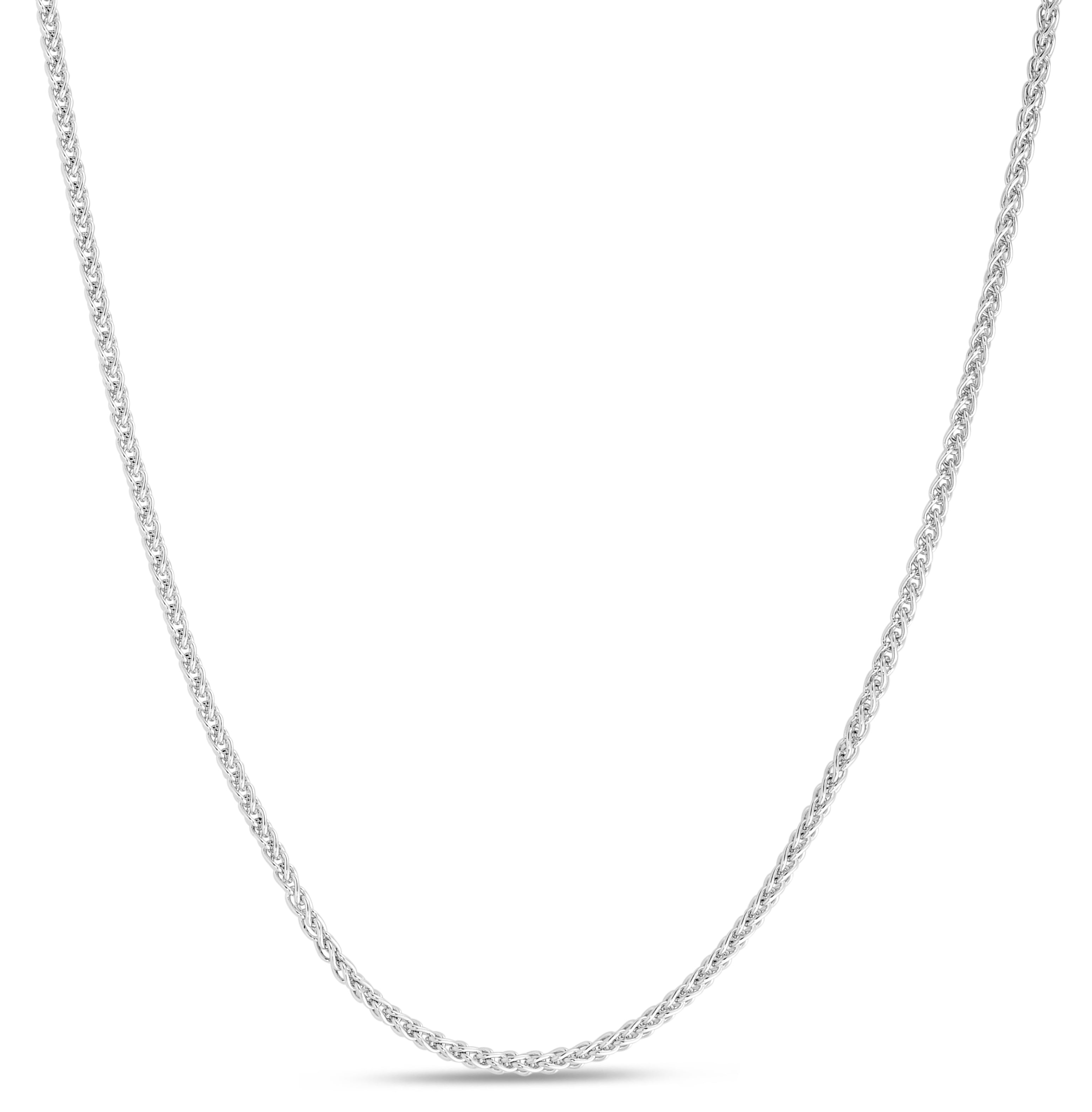 14K White Gold 24in 2.1mm Round Wheat Chain with Lobster Clasp ...