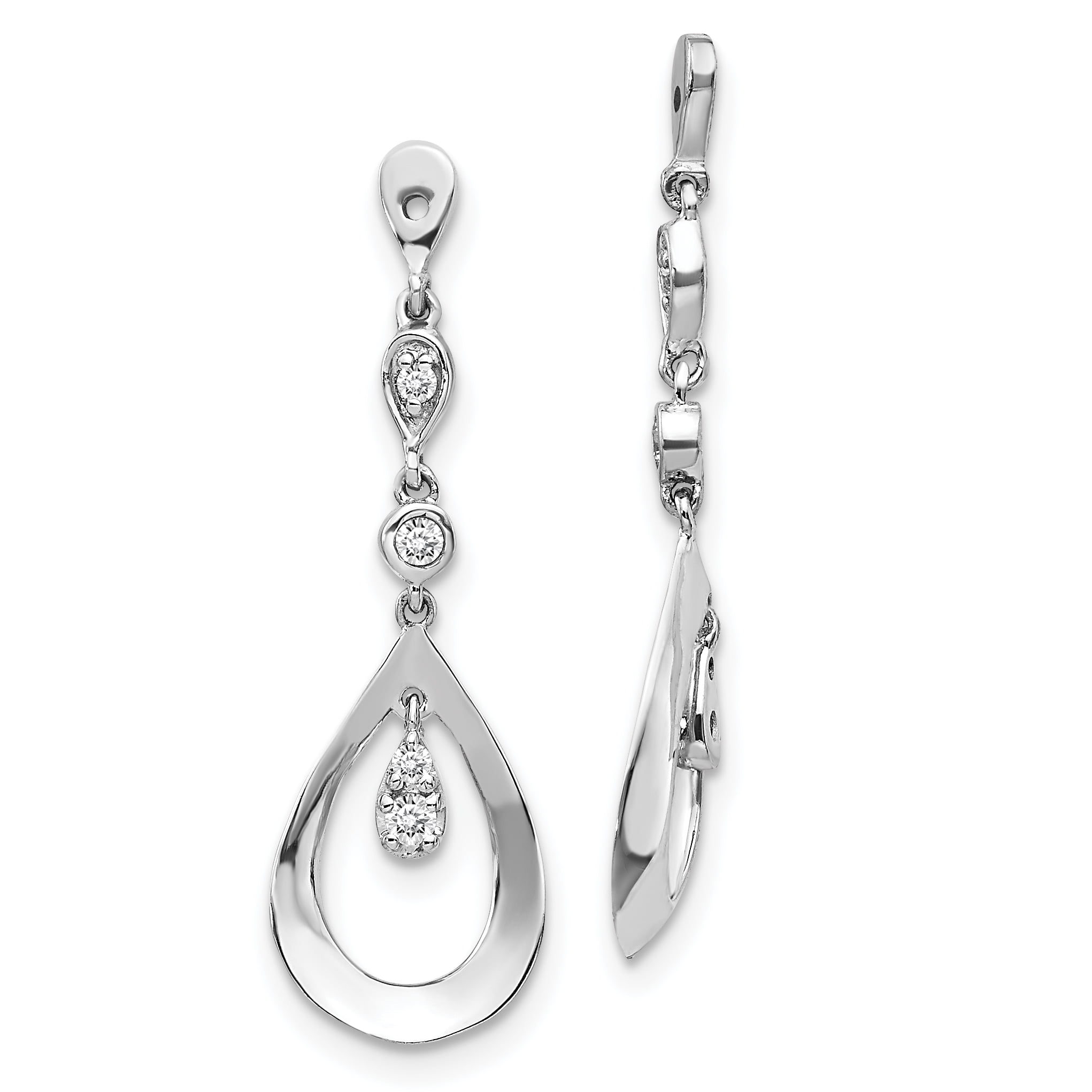 14K White Gold Diamond Dangle Drop Earring Jackets for Stud Earrings (0 ...