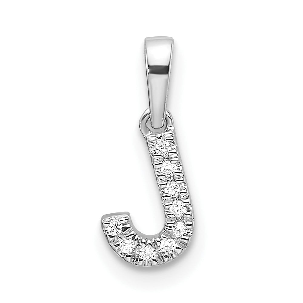 14K White Gold Diamond Letter J Initial with Bail Pendant - Walmart.com