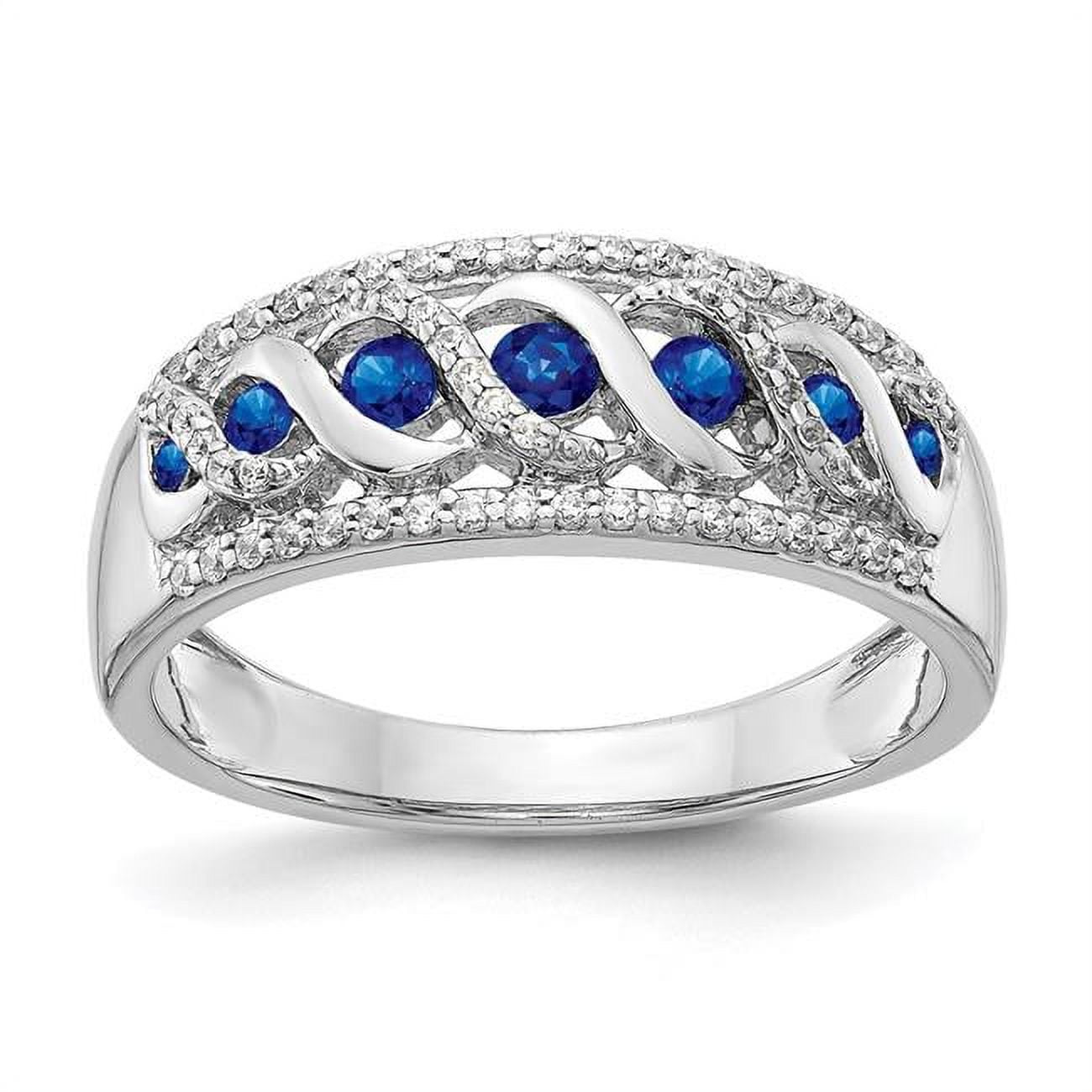 14K White Gold Diamond & Sapphire Fancy Twist Ring, Size 7 - Walmart.com
