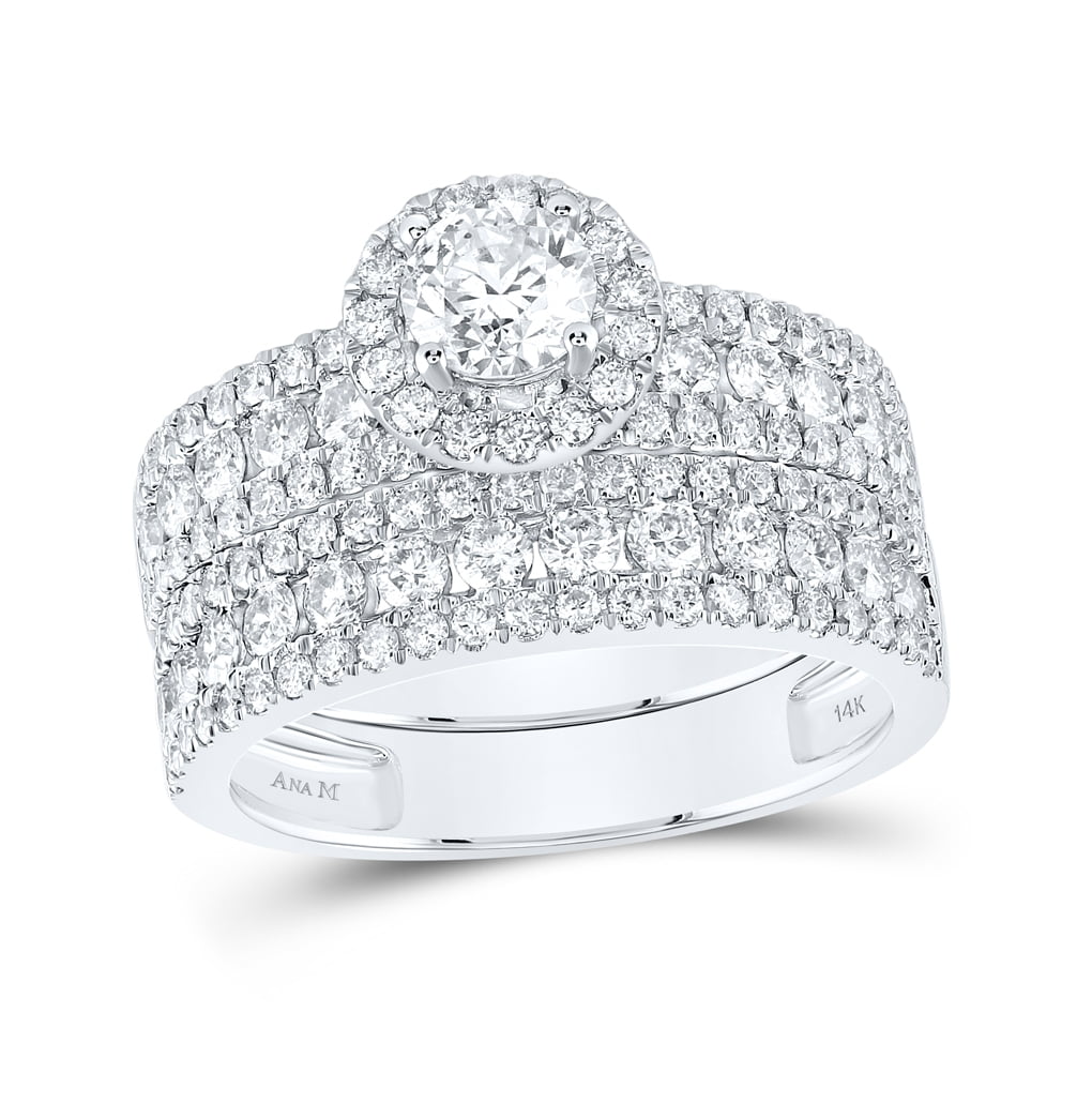 14K White Gold His Hers Round Diamond Solitaire Matching Wedding Set 3 ...