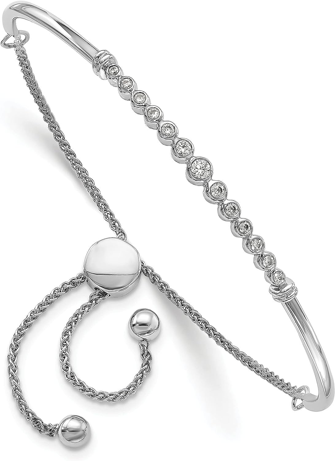 14K White Gold Lab Grown Diamond VS/SI GH, Bar Adjustable Bracelet - Walmart.com