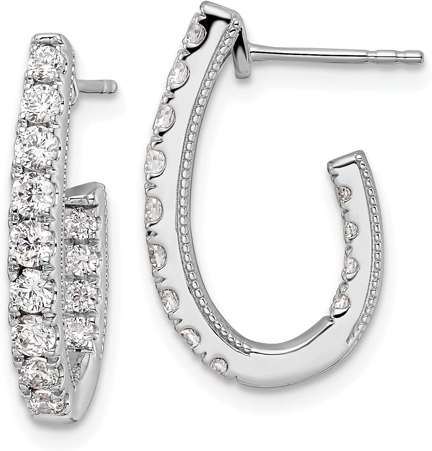 14K White Gold Lab Grown Diamond VS/SI GH, In and Out J-Hoop Earring ...