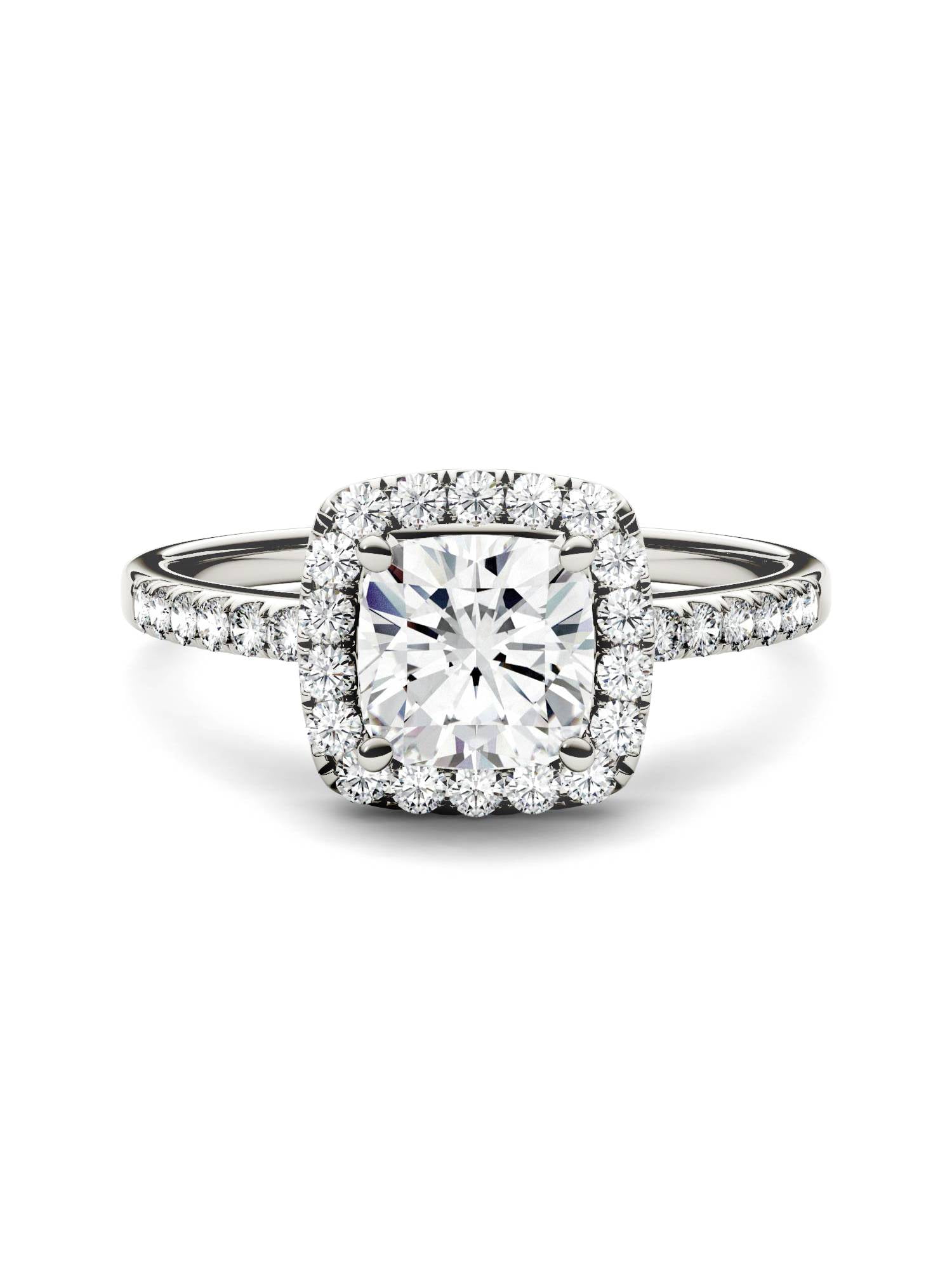 Charles & Colvard 14K White Gold Moissanite 6mm Cushion Engagement Ring ...