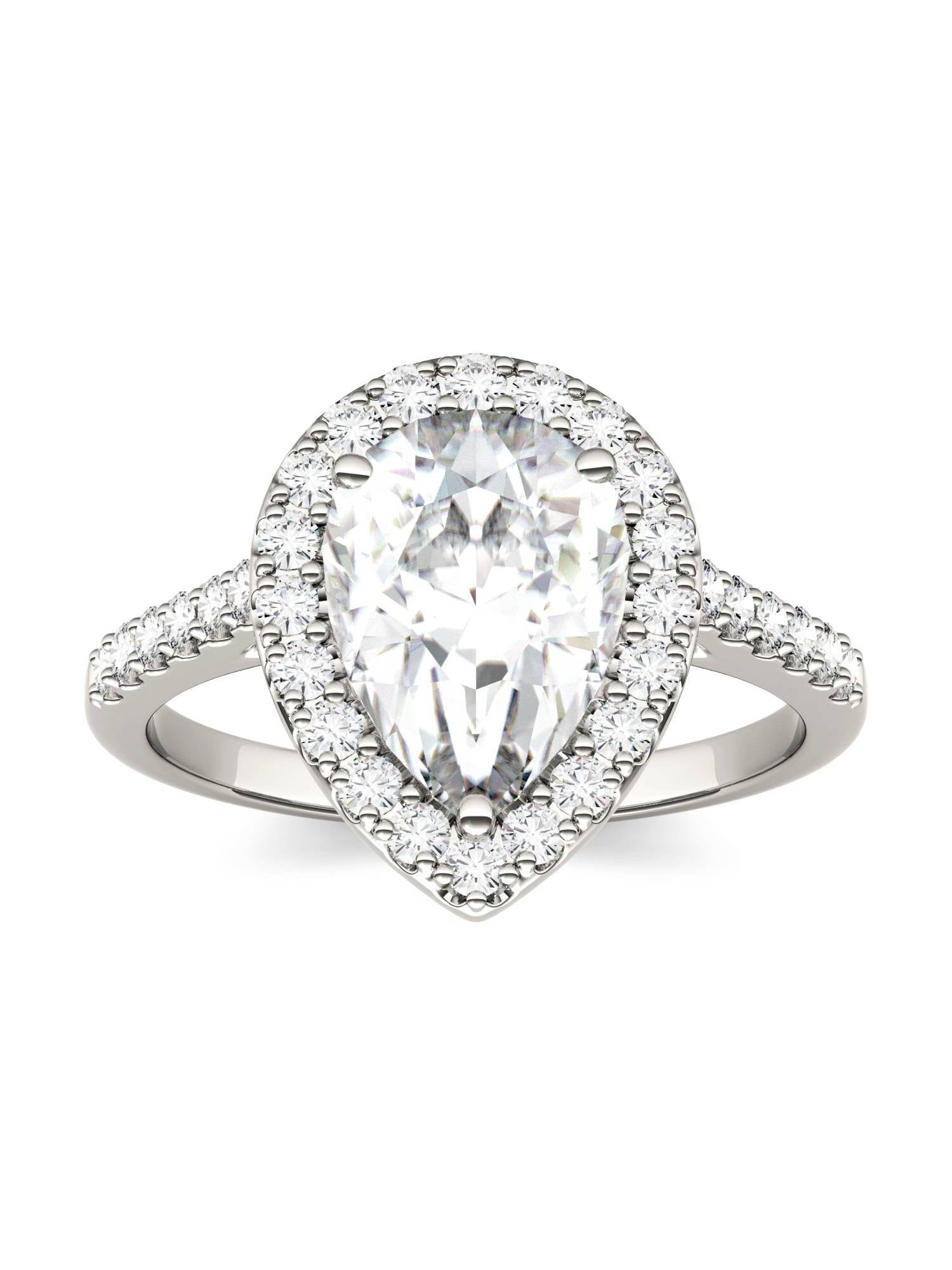 Charles & Colvard 14K White Gold Moissanite 10x7mm Pear Engagement Ring ...