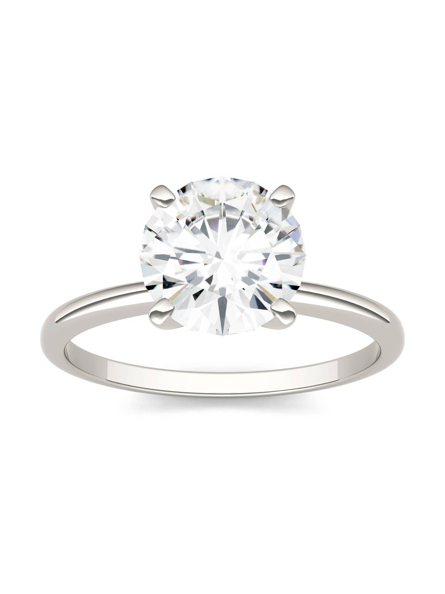 Charles & Colvard 14K White Gold Moissanite 8mm Round Engagement Ring ...