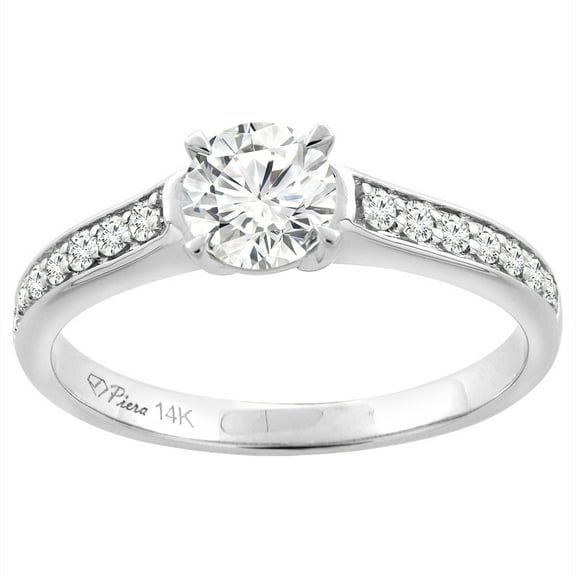 AFFY 0.79 Ct White Natural Diamond Solitaire Engagement Ring in 14k ...