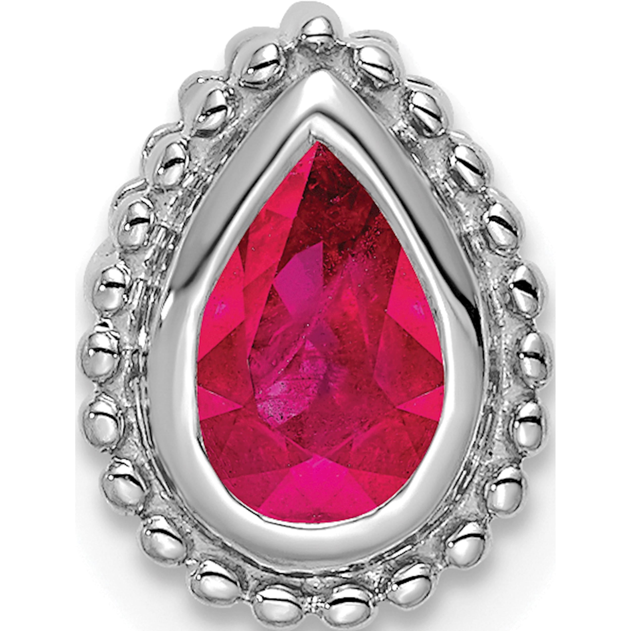 14K White Gold Pear Ruby Chain Slide (Width 7) (Length 9.25) - Jbsp ...