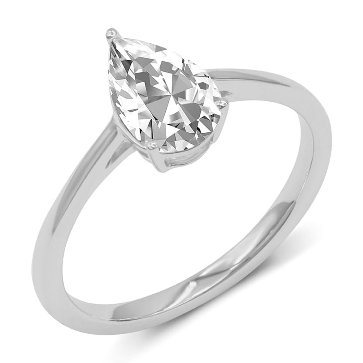14K White Gold Pear Shape Lab Grown Diamond Basket Split Shank Solitaire Engagement Ring - 2 ...