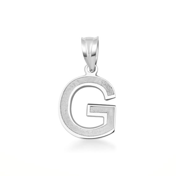 14K White Gold Personalized Letter "A-Z" Initial Satin Finish Pendant ...