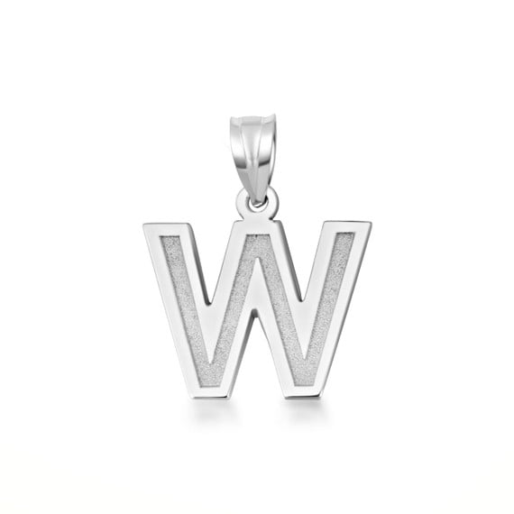 14K White Gold Personalized Letter "A-Z" Initial Satin Finish Pendant ...