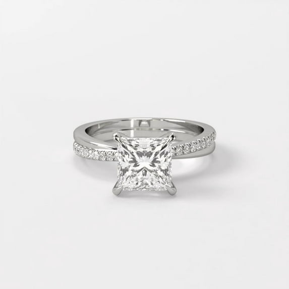 14K White Gold Plated 1.5 CT Moissanite Princess Cut Engagement Ring ...