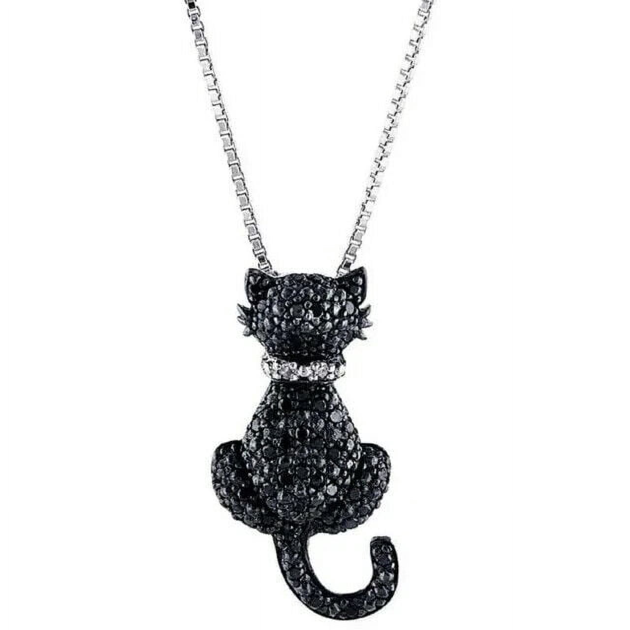 14K White Gold Plated 1Ct Round Cut Lab Created Black Diamond Cat ...