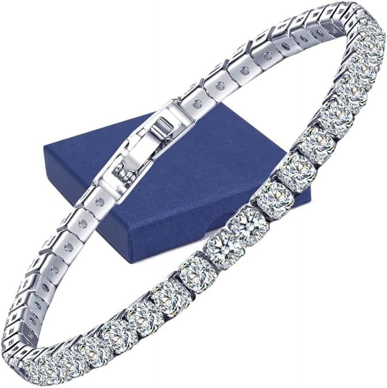 14K White Gold Plated 5mm High Carbon Diamond silver Tennis Bracelet ...