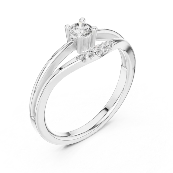 14K White Gold Plated, Diamond Engagement Ring, 1.1 Ct Round Brilliant ...