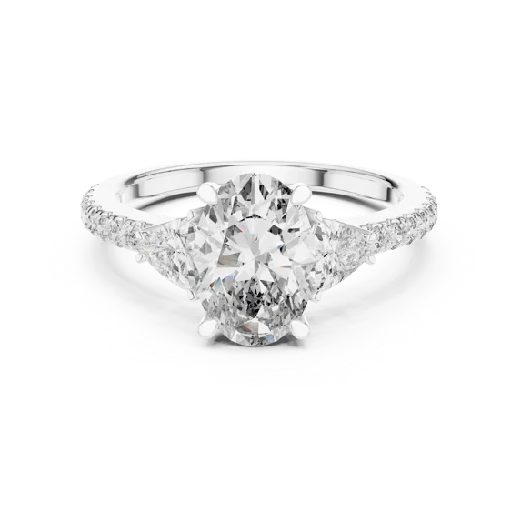 14K White Gold Plated, Gorgeous Women's Engagement Ring, 1.4 CT Oval ...