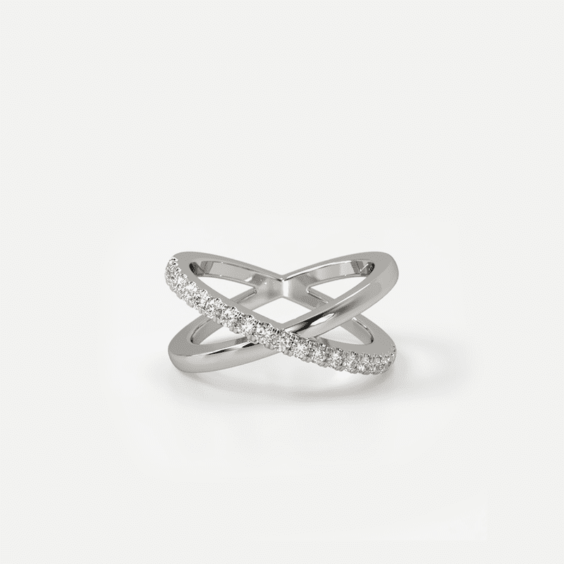 14K White Gold Plated Round Cut Moissanite Ring Open Wrap Multi-Stone ...