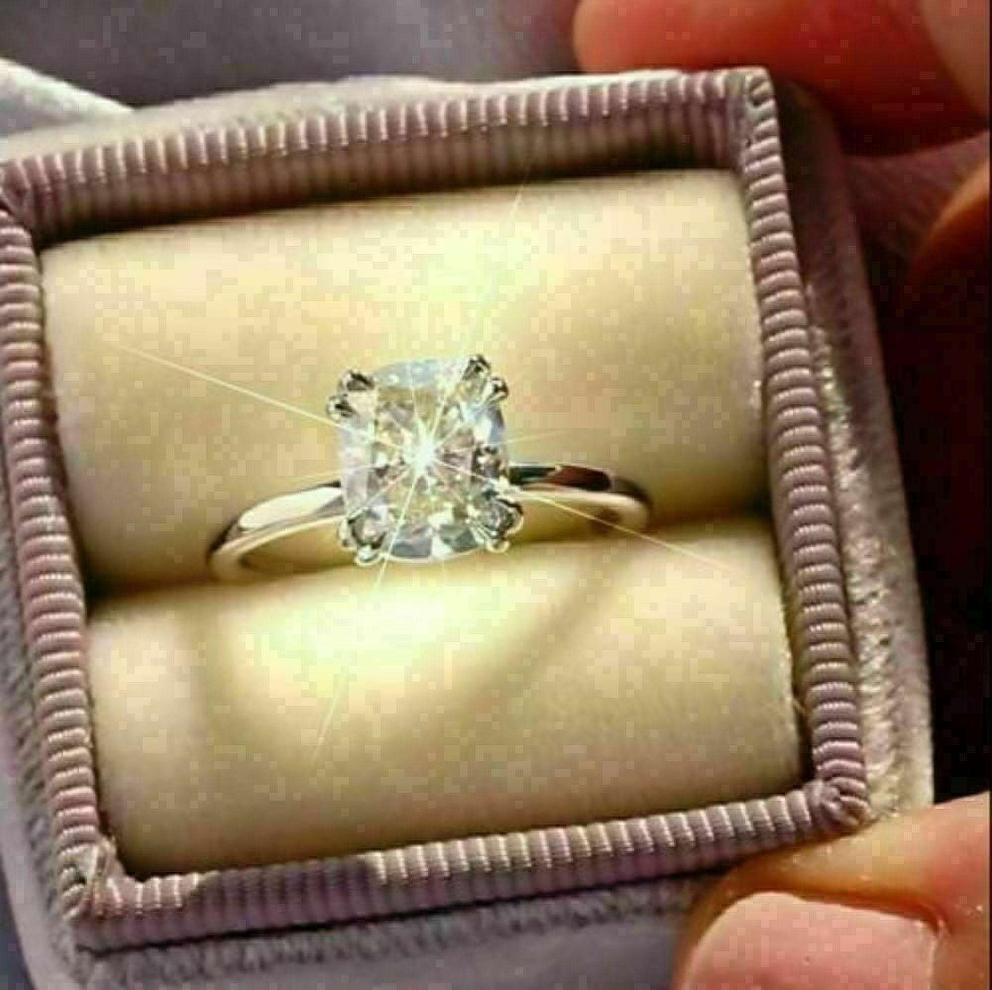 14K White Gold Plated Sterling Silver 2Ct Lab Created Cushion Diamond ...