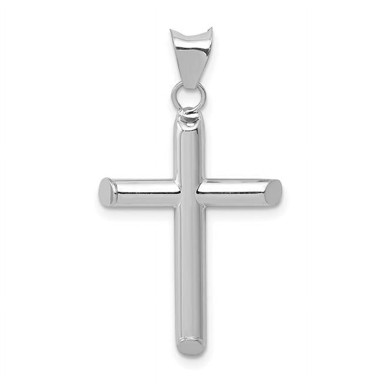 14K White Gold Polished Hollow Cross Pendant - Walmart.com