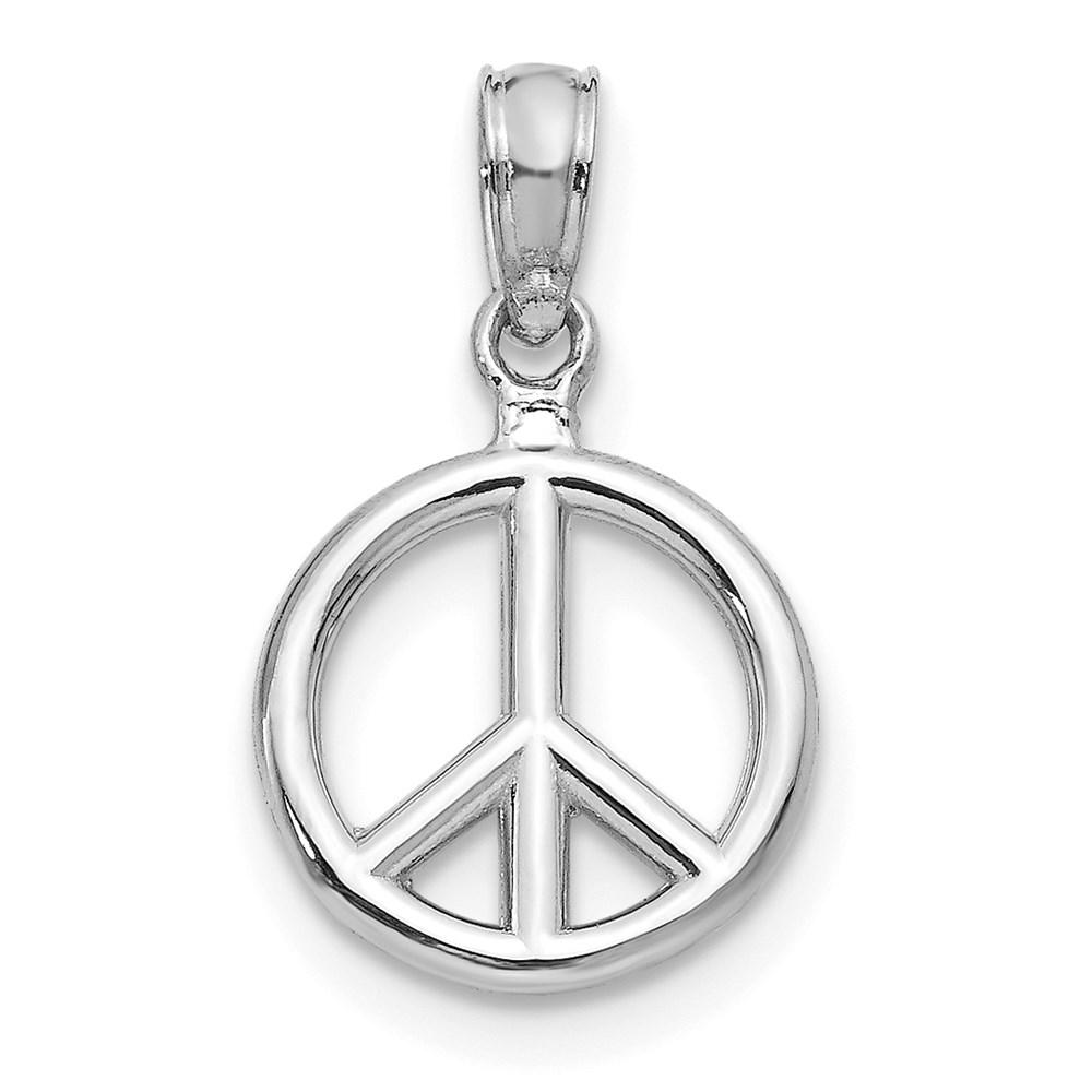 14K White Gold Polished Peace Symbol Pendant - Walmart Business Supplies