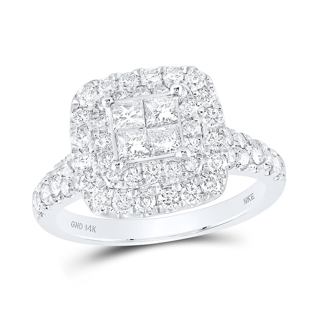 14K White Gold Princess Diamond Square Ring 1.5cttw - Walmart.com