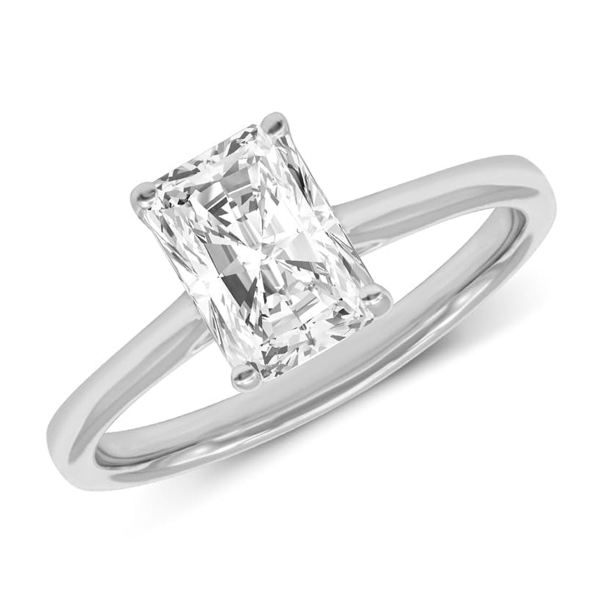 14K White Gold Radiant Shape Lab Grown Diamond Cathedral Solitaire ...