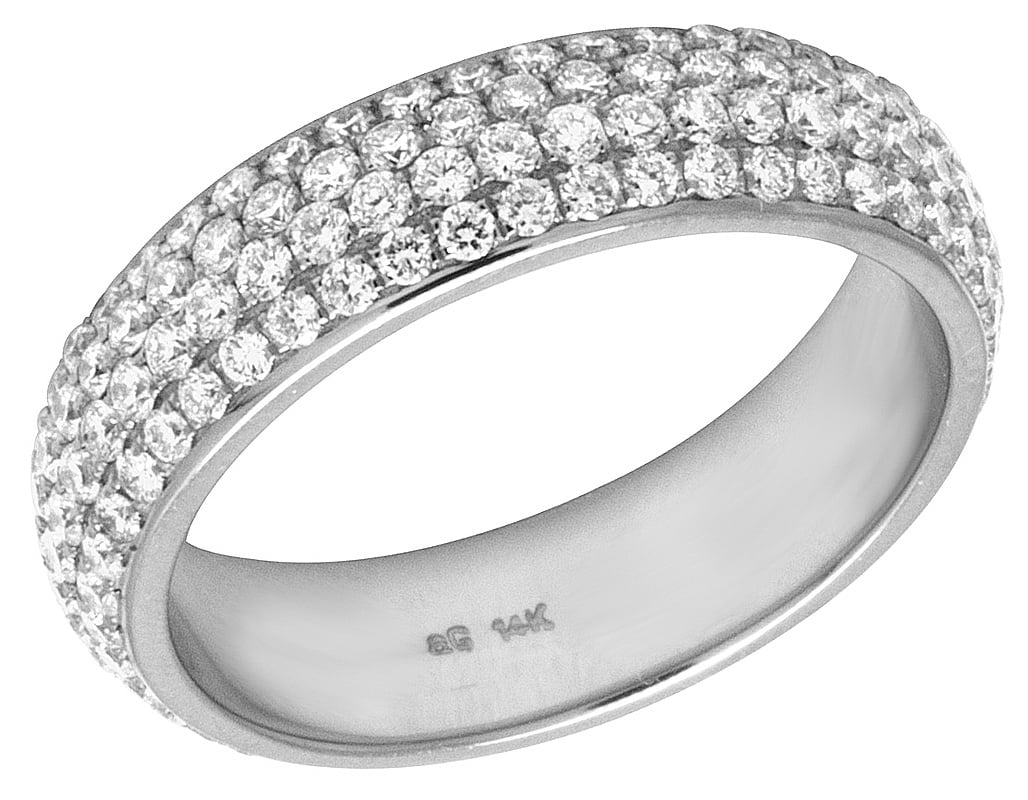 14K White Gold Real Diamond Wedding Band Ring 2.35 CT 6MM - Walmart.com