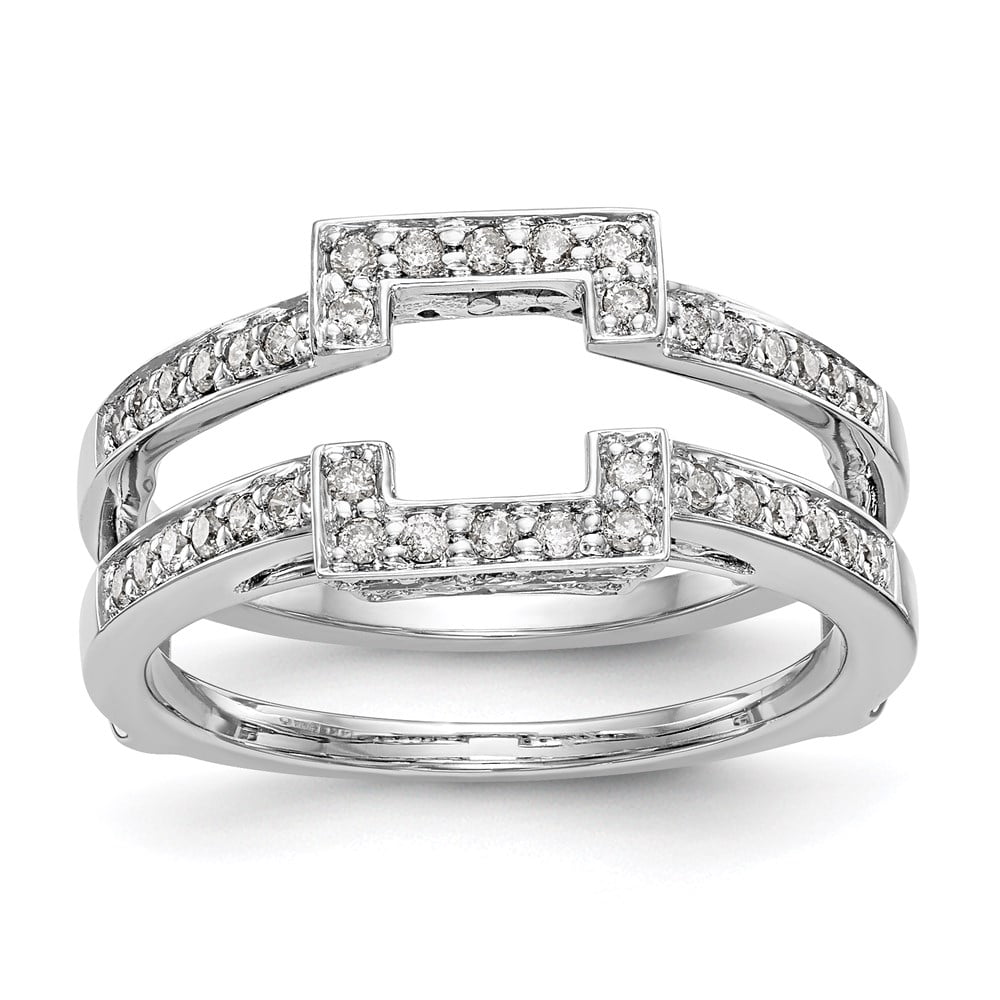 14K White Gold Ring Band Wedding Diamond Round Guard, Size 6 - Walmart.com