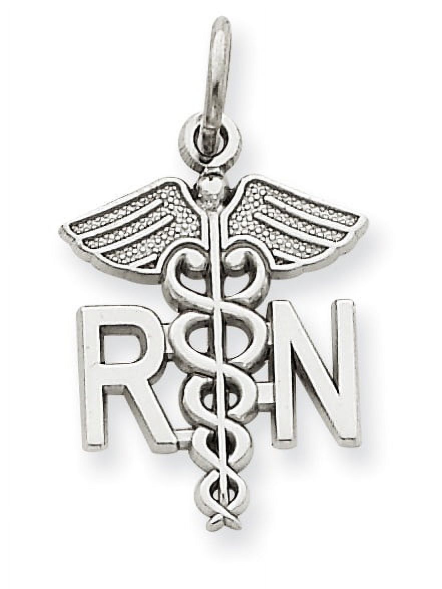 14K White Gold Rn Registered Nurse Charm (25 X 12) Made In United ...