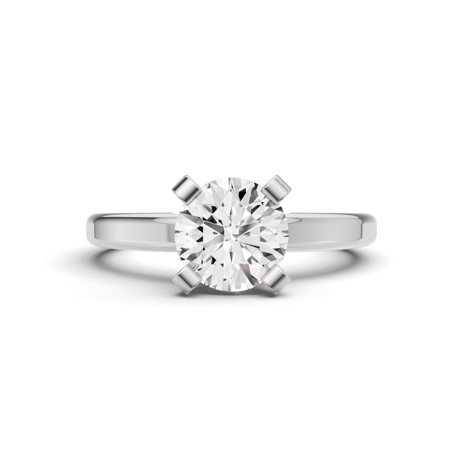 14K White Gold Round Cut Solitaire Diamond Engagement Ring VS1-VS2 ...