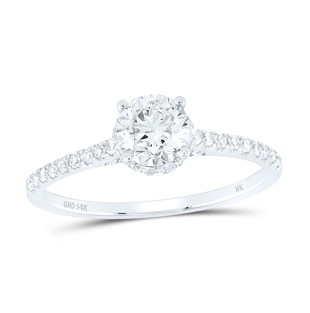 14K White Gold Round Dia. Solitaire Bridal Wedding Engagement Ring 1ctw ...