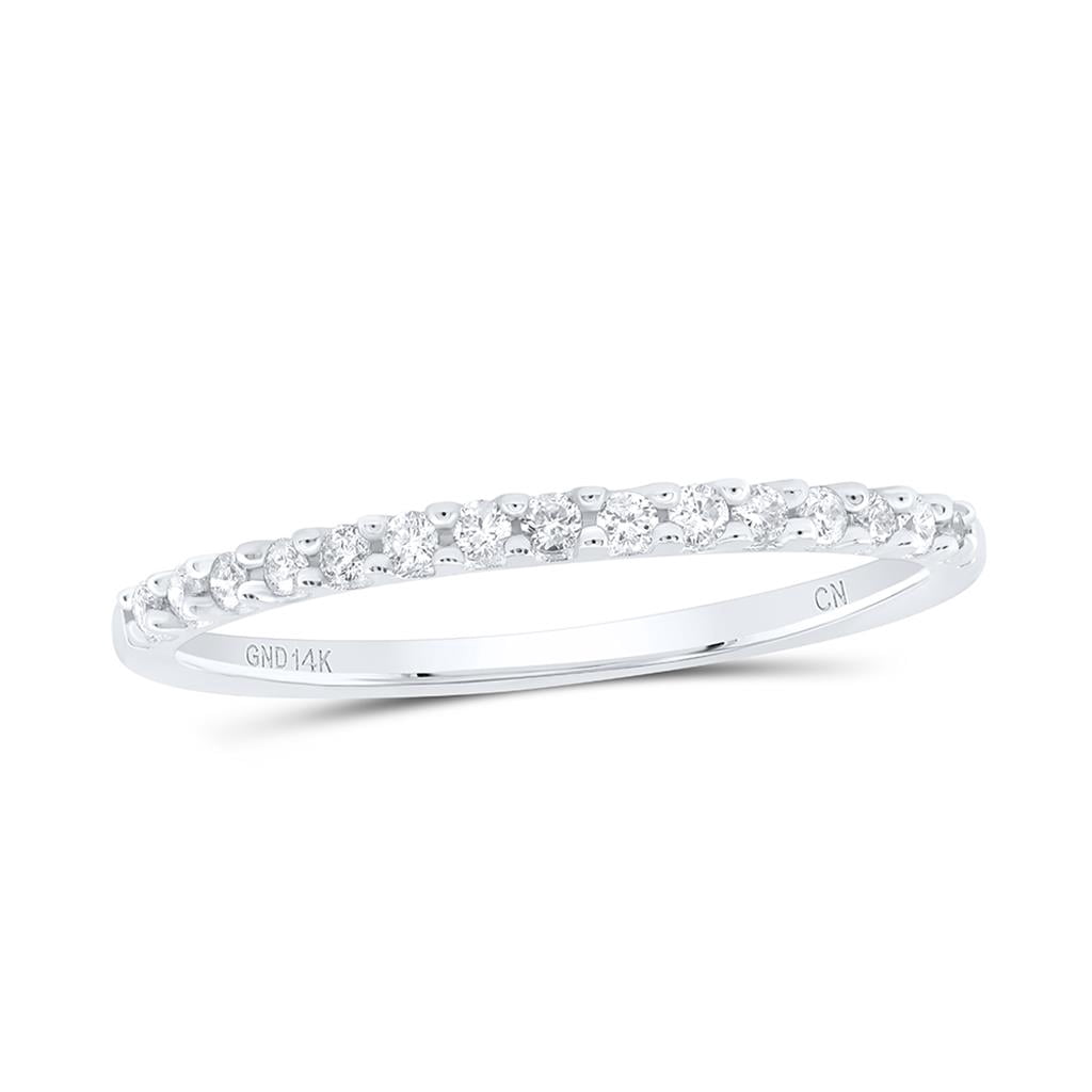 14K White Gold Round Diamond Wedding Single Row Band 0.2cttw Size 5 ...